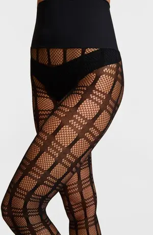 Commando Plaid Fishnet Tights - Black