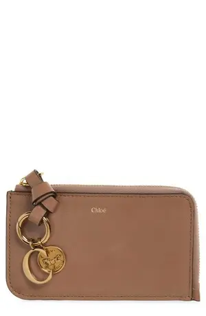 Chloé Small Alphabet Zip Leather Card Holder - Woodrose