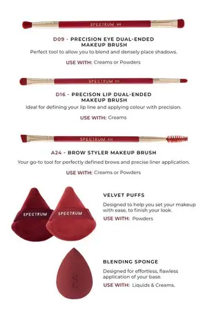 SPECTRUM Very Cherry 10-piece Dual Ended Makeup Brush