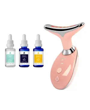 PURSONIC 7-in-1 Led Beauty Device & Anti-aging Serum Set Bundle - Pink