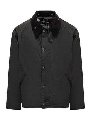 Barbour Waxed Jacket With Velvet Collar - Black