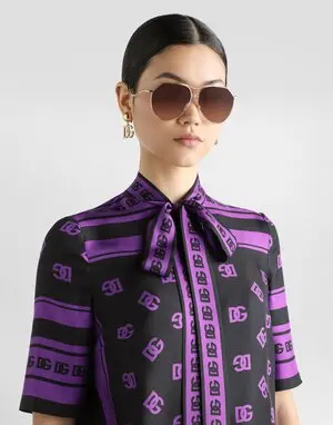 Dolce & Gabbana All-over Logo Silk Top