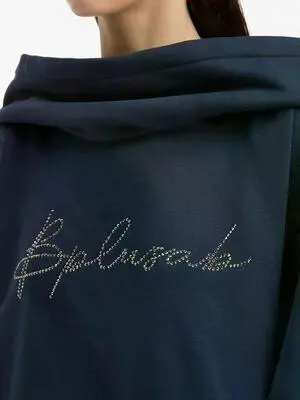 B+AB Embellished-logo Hoodie - Blue