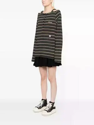 MINI CREAM Logo-embroidered T-shirt And Skirt Set