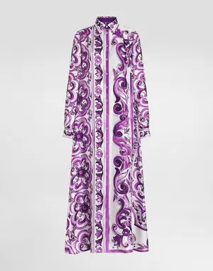 Dolce & Gabbana Majolica-print Long Twill Shirt Dress - Multicolor