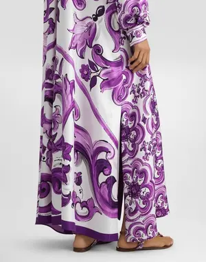 Dolce & Gabbana Majolica-print Long Twill Shirt Dress - Multicolor