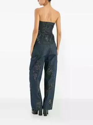 ROTATE BY BIRGER CHRISTENSEN Rose-embellished Strapless Top