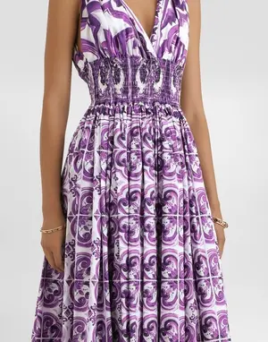 Dolce & Gabbana Majolica-print Poplin Dress - Multicolor