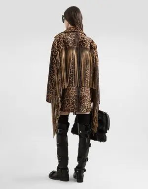 Dolce & Gabbana Leopard-print Fringed Jacket