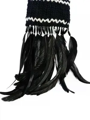 Prada Striped Feather-trimmed Scarf