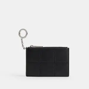 COACHTOPIA Zip Card Case With Key Ring In Upcrafted Leather - Black