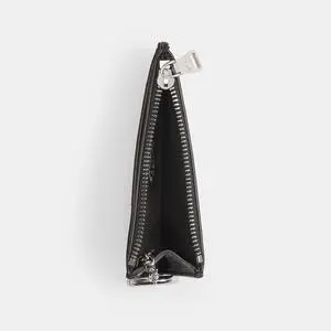 COACHTOPIA Zip Card Case With Key Ring In Upcrafted Leather - Black/chalk
