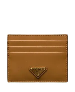 Prada Leather Card Holder - Brown
