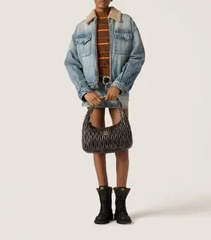 Miu Miu Matelassé Calfskin Wander Shoulder Bag - Brown