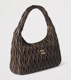 Miu Miu Matelassé Calfskin Wander Shoulder Bag - Brown