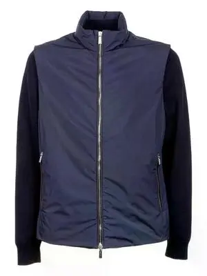 MOORER Knitted-sleeve Zip-up Jacket
