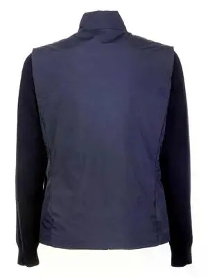 MOORER Knitted-sleeve Zip-up Jacket
