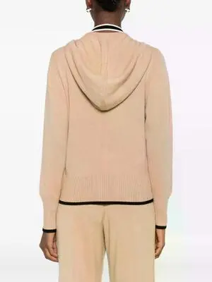 Pinko Zip-up Knitted Hoodie With Ribbed Details