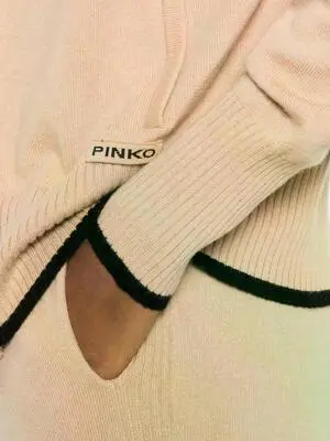 Pinko Zip-up Knitted Hoodie With Ribbed Details
