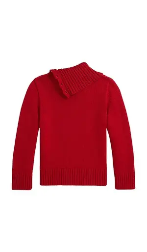 Polo Ralph Lauren Long Sleeve Intarsia Dog Turtleneck Sweater - Red