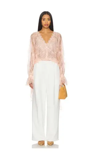 LoveShackFancy Kath Lace Blouse - Pink