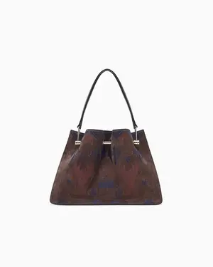 Giorgio Armani Small Embroidered Suede Shopper Bag