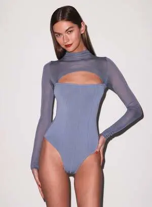 FLEUR DU MAL Kate Bodysuit - Charcoal Blue