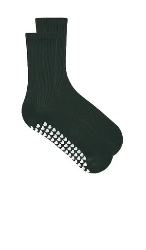 WELLBEING + BEINGWELL Tube Grip Socks - Forest Green & White