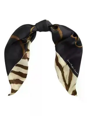 Ralph Lauren Belting-print Silk Scarf - Black
