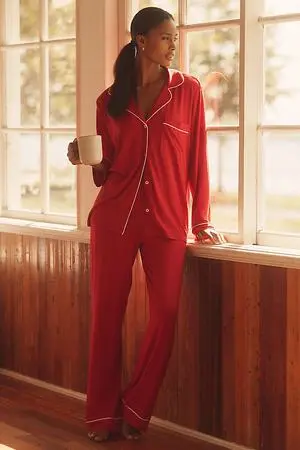 Eberjey Gisele Long-sleeve Pajama Set - Holly Red