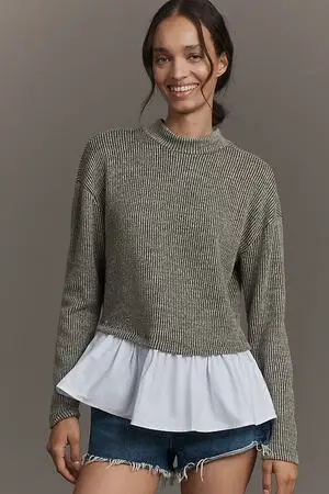 Maeve Long-sleeve Peplum Top With Bow Detail