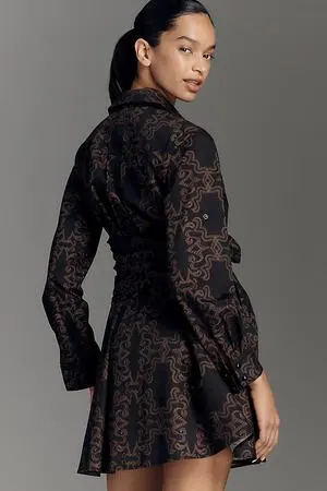 HUTCH Anja Long-sleeve Mini Shirt Dress
