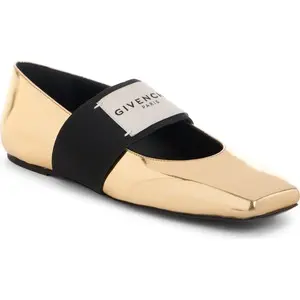 Givenchy Sliced Square Toe Mary Jane Flat - Golden