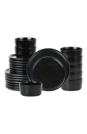 STONE + LAIN Eden Stoneware 24-piece Dinnerware Set - Black