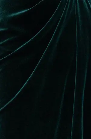 Betsy & Adam Ruched Velvet Column Gown - Hunter