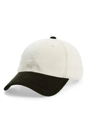 Rag & Bone Harlow Cotton Corduroy Baseball Cap Ecru/olive Corduroy