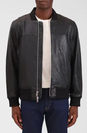Bagatelle Leather Bomber Jacket - Black