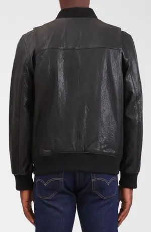 Bagatelle Leather Bomber Jacket - Black
