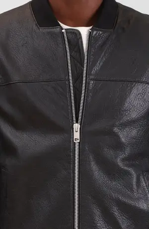 Bagatelle Leather Bomber Jacket - Black