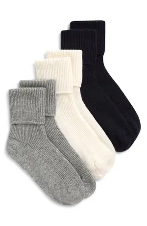 Johnstons Of Elgin Assorted 3-pack Rib Cashmere Crew Socks