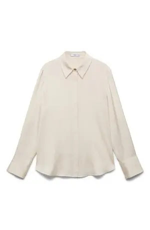 Mango Flowy Satin Shirt - Ecru