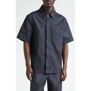 Givenchy Short Sleeve Denim Button-up Shirt - Dark Blue