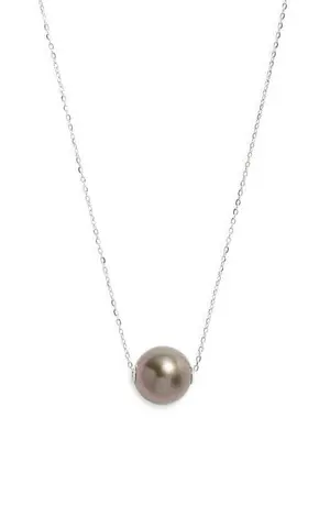 NORDSTROM Tahitian Pearl 14K White Gold Chain Necklace