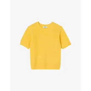 Sandro Short-sleeve Fine-knit Wool Jumper - Gold Yellow