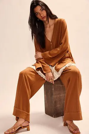 Free People Strada Pant Set Spice Brown