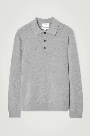 Cos Seamless Cashmere Polo Shirt Gray
