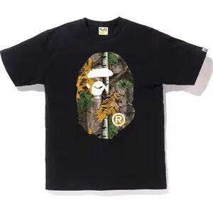 BAPE Forest Camo Big Ape Head Tee Shirt Black/beige