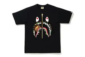BAPE Abc Camo Milo Shark Tee Shirt - Black/green