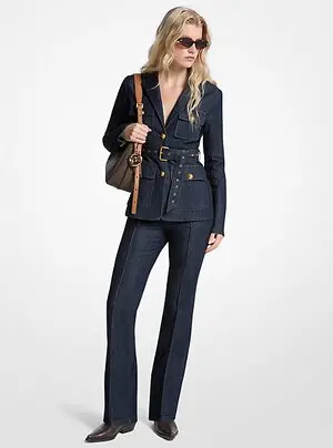 Michael Kors Belted Denim Blazer