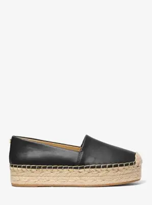 Michael Kors Lynn Leather Platform Espadrille - Black
